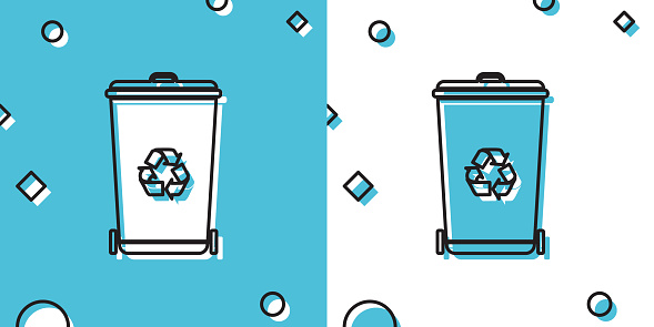 Bac De Recyclage Noir Avec Licône De Symbole De Recyclage Isolée Sur Le