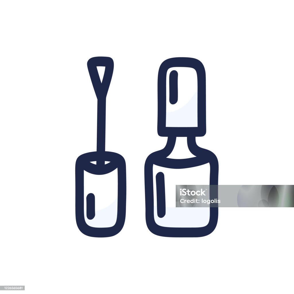 Cartoon Flasche Nagellack Handgezeichnete Vektorillustration Isoliert