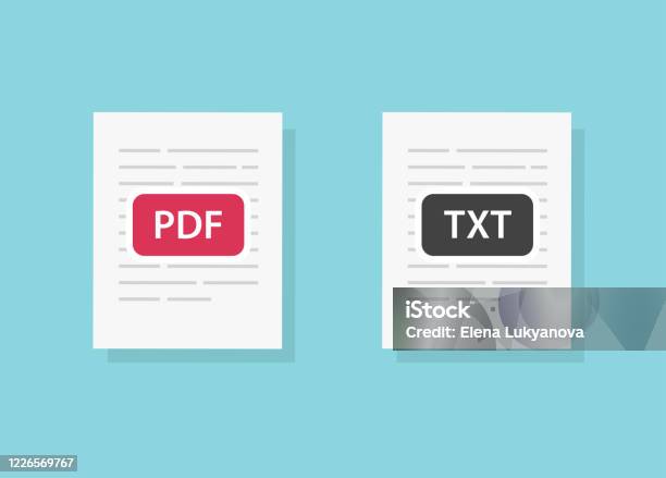 Ikon Pdf Vektor Dan Txt Atau Dokumen File Teks Simbol Gambar Kartun