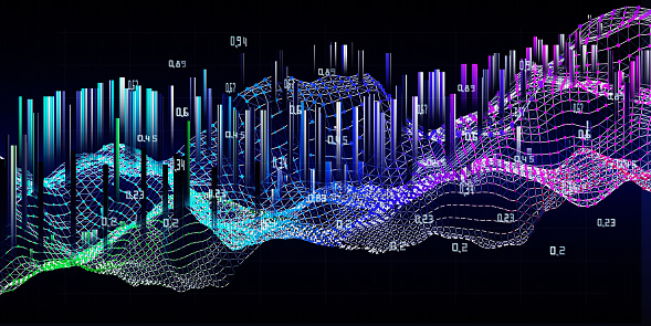 Abstract Algorithm Analytical Background With Grid Of Data And Shine Lines Business Concept Of