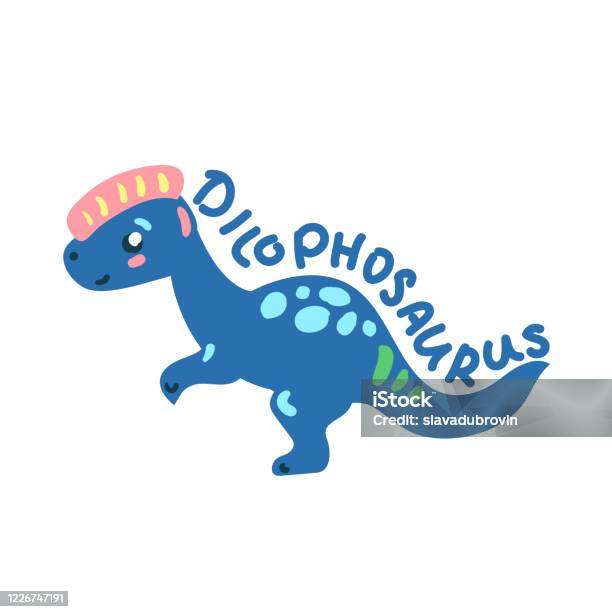 Kartun Dinosaurus Dilophosaurus Karakter Dino Lucu Terisolasi Ilustrasi