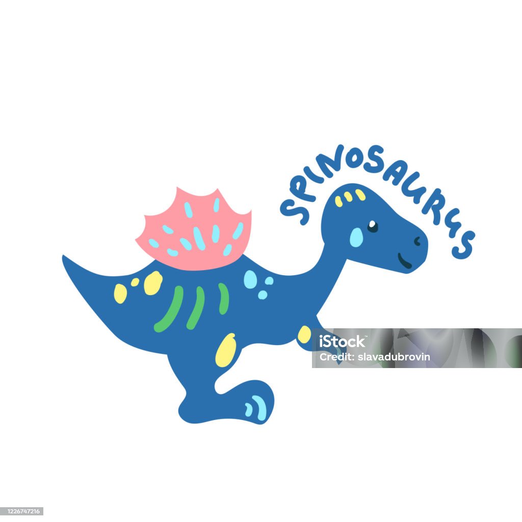 Kartun Dinosaurus Spinosaurus Karakter Dino Lucu Terisolasi Ilustrasi