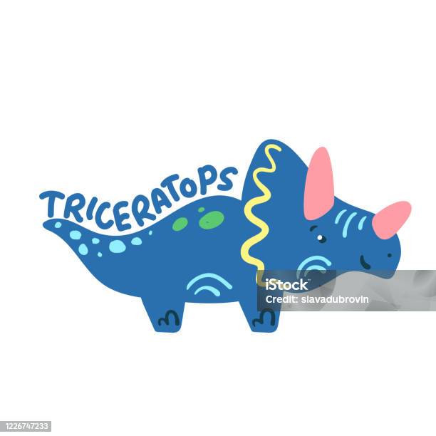 Kartun Dinosaurus Triceratops Karakter Dino Lucu Terisolasi Ilustrasi