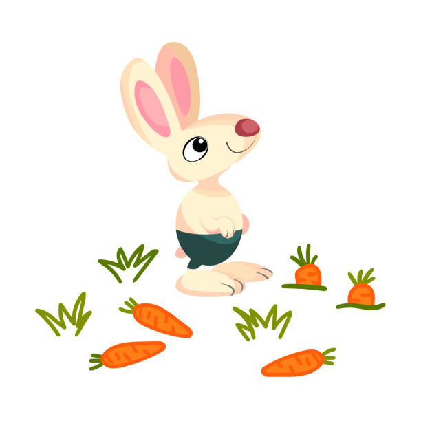 Rabbit Eating Grass Stock Vectors Istock