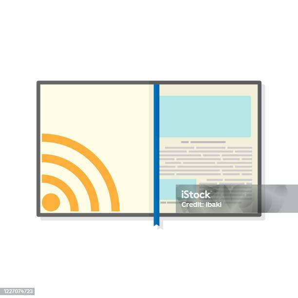 Buku Terbuka Dengan Desain Vektor Datar Ikon Wifi Terisolasi Pada Latar