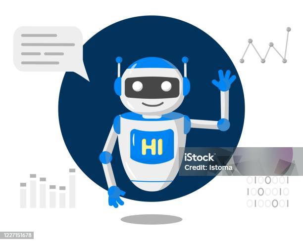 Chat Bot Robot Dire Salut Vecteur Plat Illustration De Caractère De