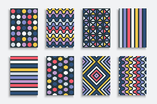 Koleksi Sampul Retro Warnawarni Abstrak Template Poster Plakat Brosur