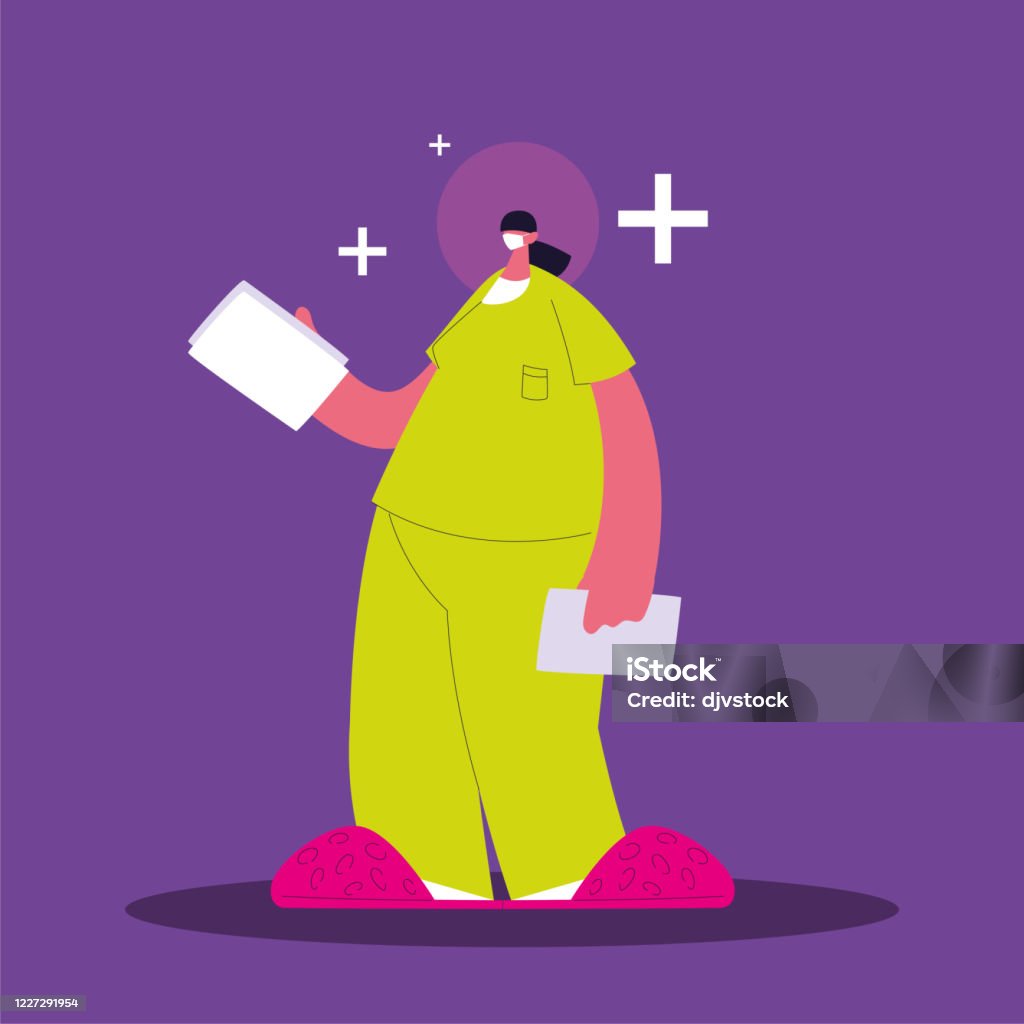 Female Doctor Standing Medical Staff Stock Illustration Download