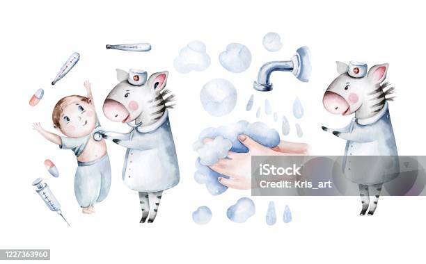 Lucu Kartun Hewan Zebra Dokter Anakanak Anak Lakilaki Dan Perempuan Pil ... Lucu Kartun Hewan Zebra Dokter Anakanak Anak Lakilaki Dan Perempuan Pil ...