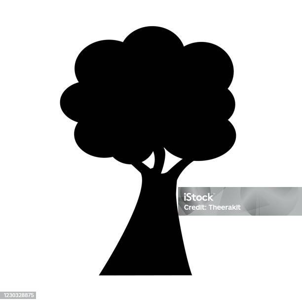Icône De Silhouette Darbre Sur Le Fond Blanc Style Plat Icône Darbre