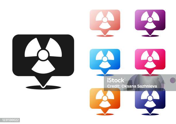 Noir Radioactif Dans Licône De Localisation Isolée Sur Le Fond Blanc