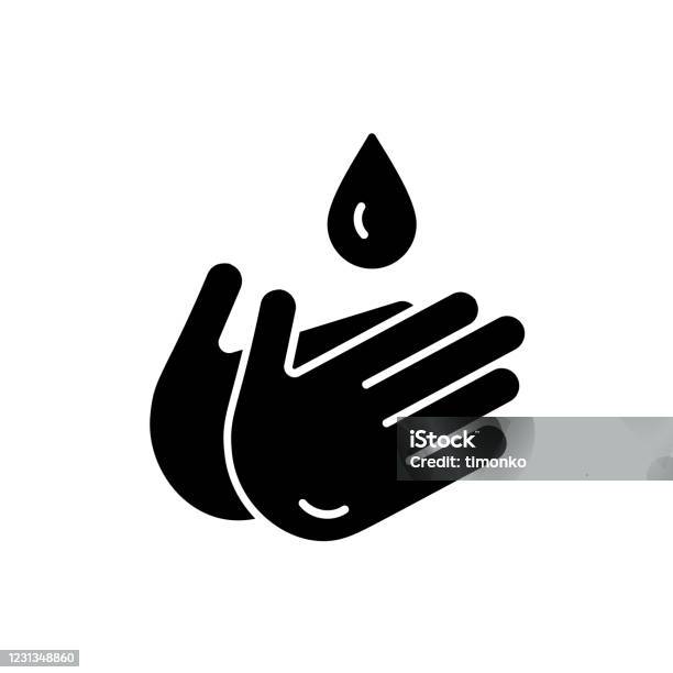 Vecteur Dicône Noire De Chute De Main Et Deau Signe De Contour