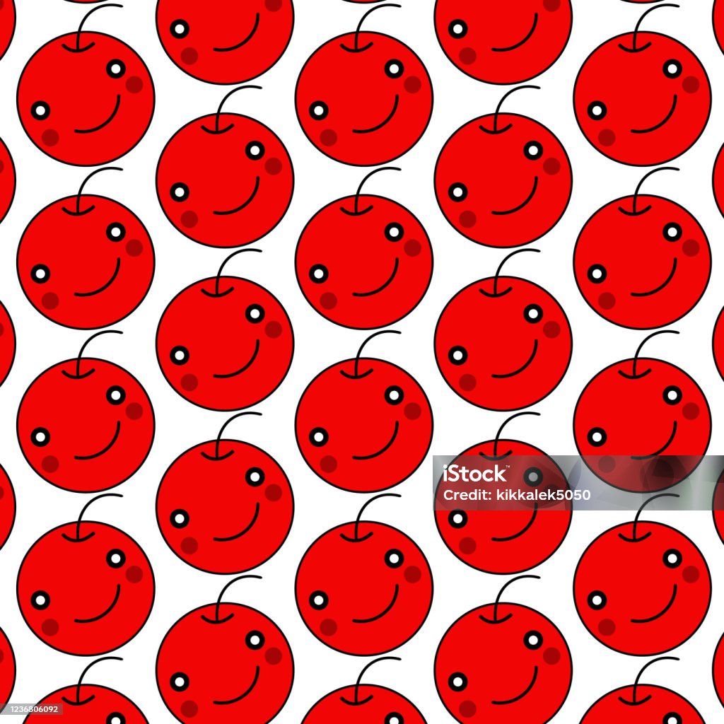 Red Fruit Seamless Pattern Background Design Vector Eps10 Stock