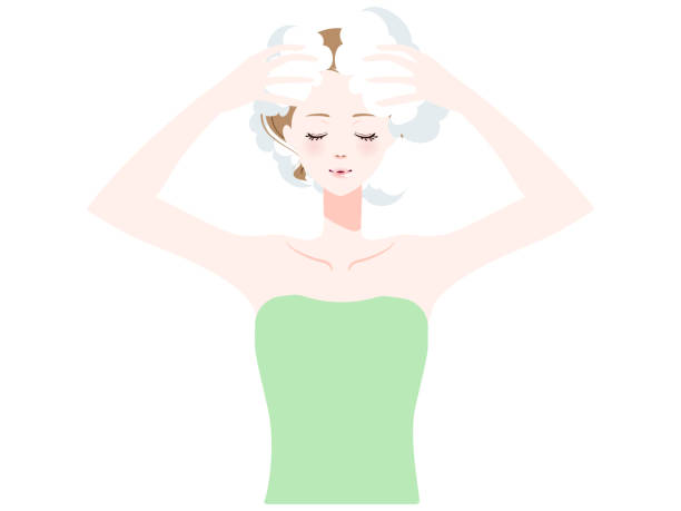 20 Beautiful Woman Washing Hair White Background Stock Illustrations