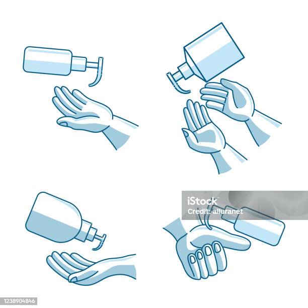Mencuci Tangan Dengan Ikon Vektor Cair Sanitizer Set Medical Ilustrasi ... Mencuci Tangan Dengan Ikon Vektor Cair Sanitizer Set Medical Ilustrasi ...