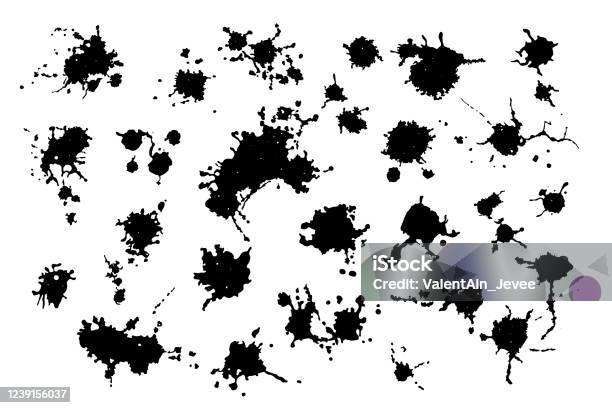 Éclaboussure Dencre Noire Et Blanche Vectorielle Tache Et Coup De