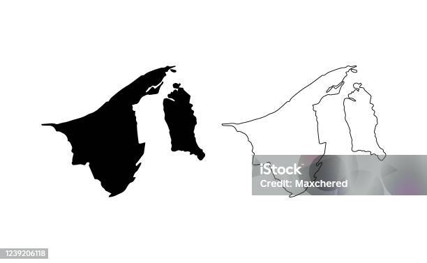 Stock Ilustrace Brunej Mapa Silueta Linie Země Asie Mapa Ilustrace