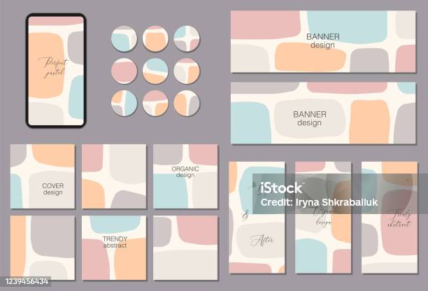 Indah Feminin Set Persegi Vertikal Horizontal Dan Lingkaran Template Media Sosial Dengan Minimal