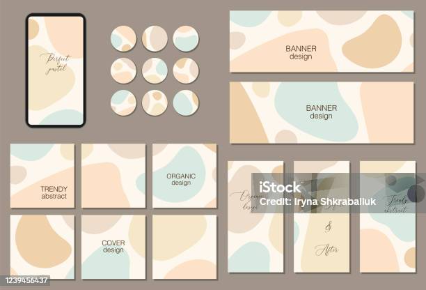 Indah Feminin Set Persegi Vertikal Horizontal Dan Lingkaran Template Media Sosial Dengan Minimal