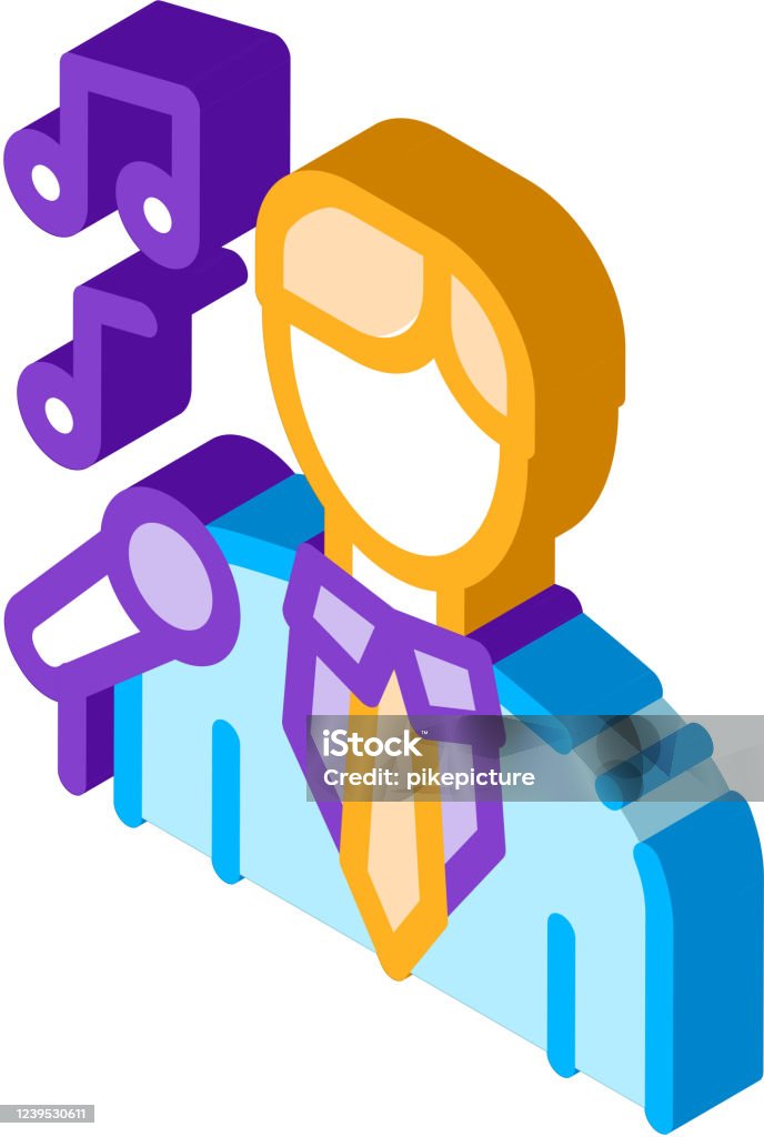 Man In Suit With Microphone Singing Recital Vector Stock Illustration