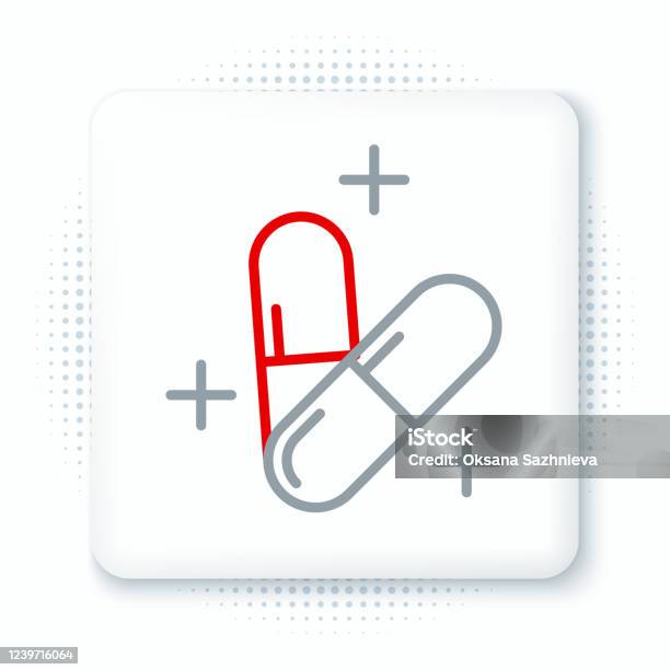 Pilule De Médecine De Ligne Ou Icône De Comprimé Isolée Sur Le Fond