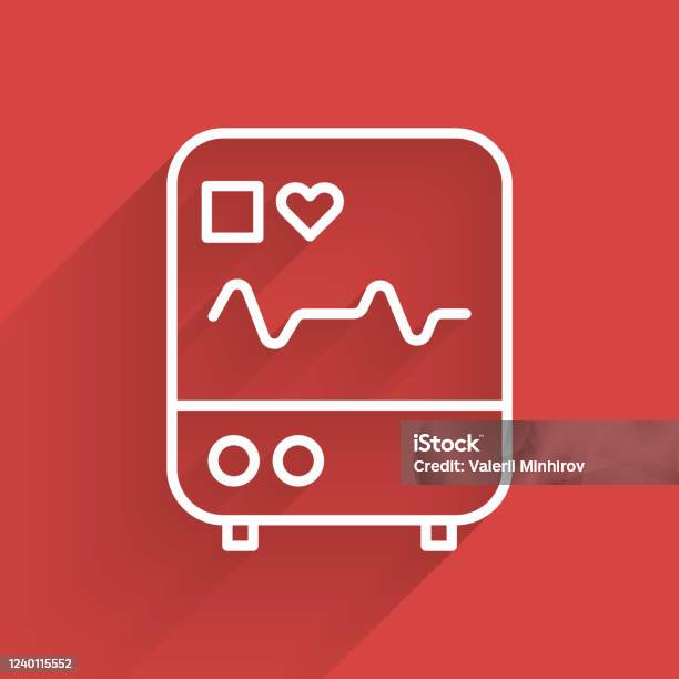 Moniteur Dordinateur De Ligne Blanche Avec Licône De Cardiogramme