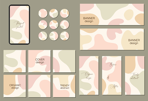 Indah Feminin Set Persegi Vertikal Horizontal Dan Lingkaran Template Media Sosial Dengan Minimal