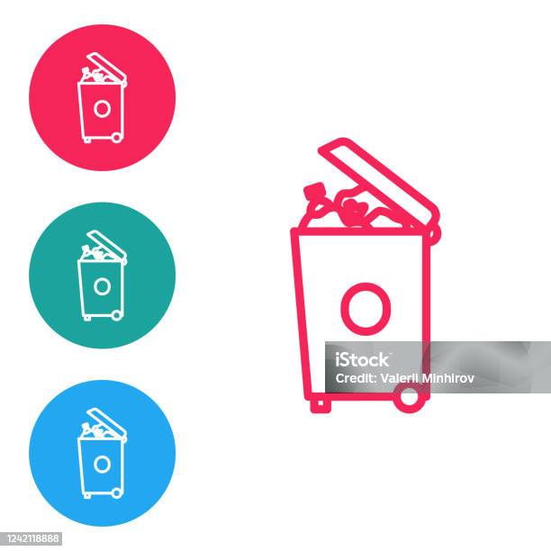 La Ligne Rouge Trash Peut Iconoler Isolé Sur Le Fond Blanc Signe De