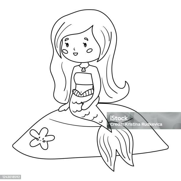 Halaman Mewarnai Untuk Anakanak Putri Duyung Kartun Lucu Duduk Di Atas ... Halaman Mewarnai Untuk Anakanak Putri Duyung Kartun Lucu Duduk Di Atas ...