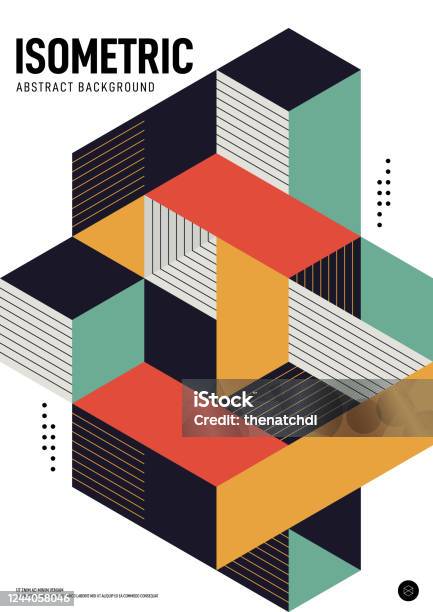 Abstrak Isometrik Bentuk Geometris Desain Desain Template Poster Latar