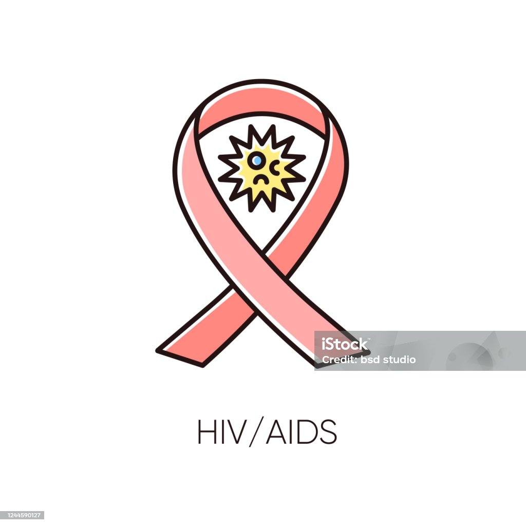Vetores De Hiv Ícone De Cor Rgb Da Aids Vírus Da Imunodeficiência