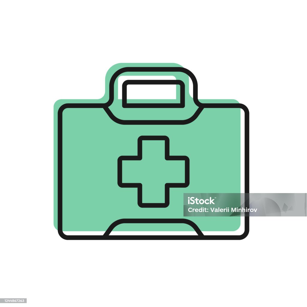 Schwarze Linie Erstehilfekitsymbol Isoliert Auf Weißem Hintergrund ... Schwarze Linie Erstehilfekitsymbol Isoliert Auf Weißem Hintergrund ...