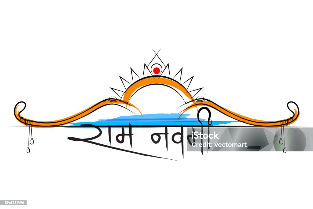 Lord Rama With Bow Arrow In Shree Ram Navami Celebration Background For Religious Holiday Of