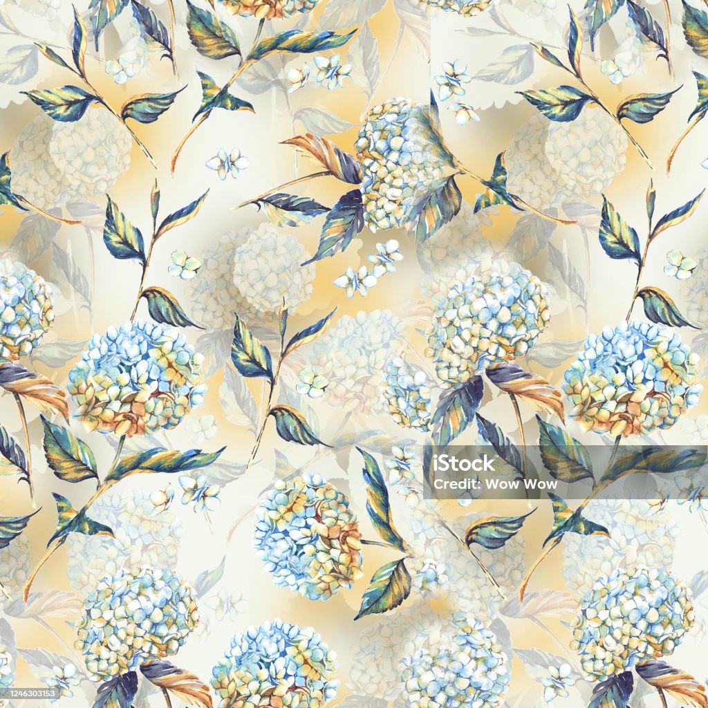 Pola Bunga Dalam Motif Botani Mekar Tersebar Acak Tekstur Vektor Yang