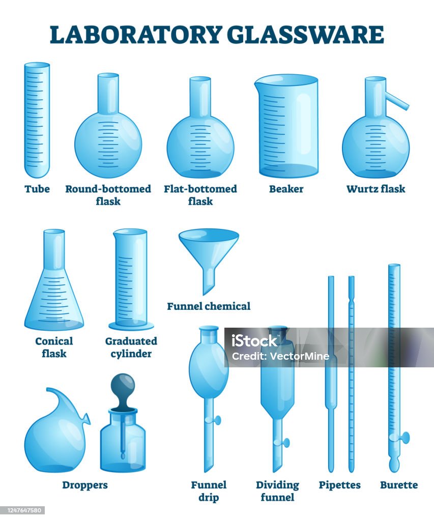 Laboratory Glassware Vector Illustration Labeled Science Equipment Set ... Laboratory Glassware Vector Illustration Labeled Science Equipment Set ...