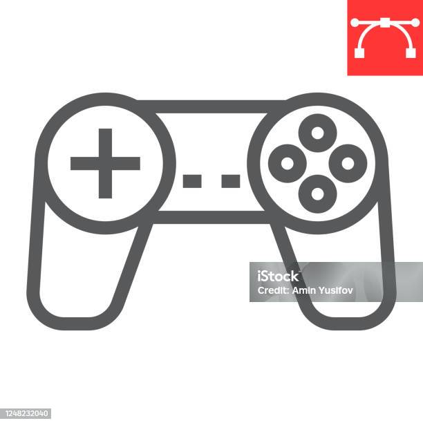Ikon Lini Gamepad Video Game Dan Konsol Grafik Vektor Tanda Joystick