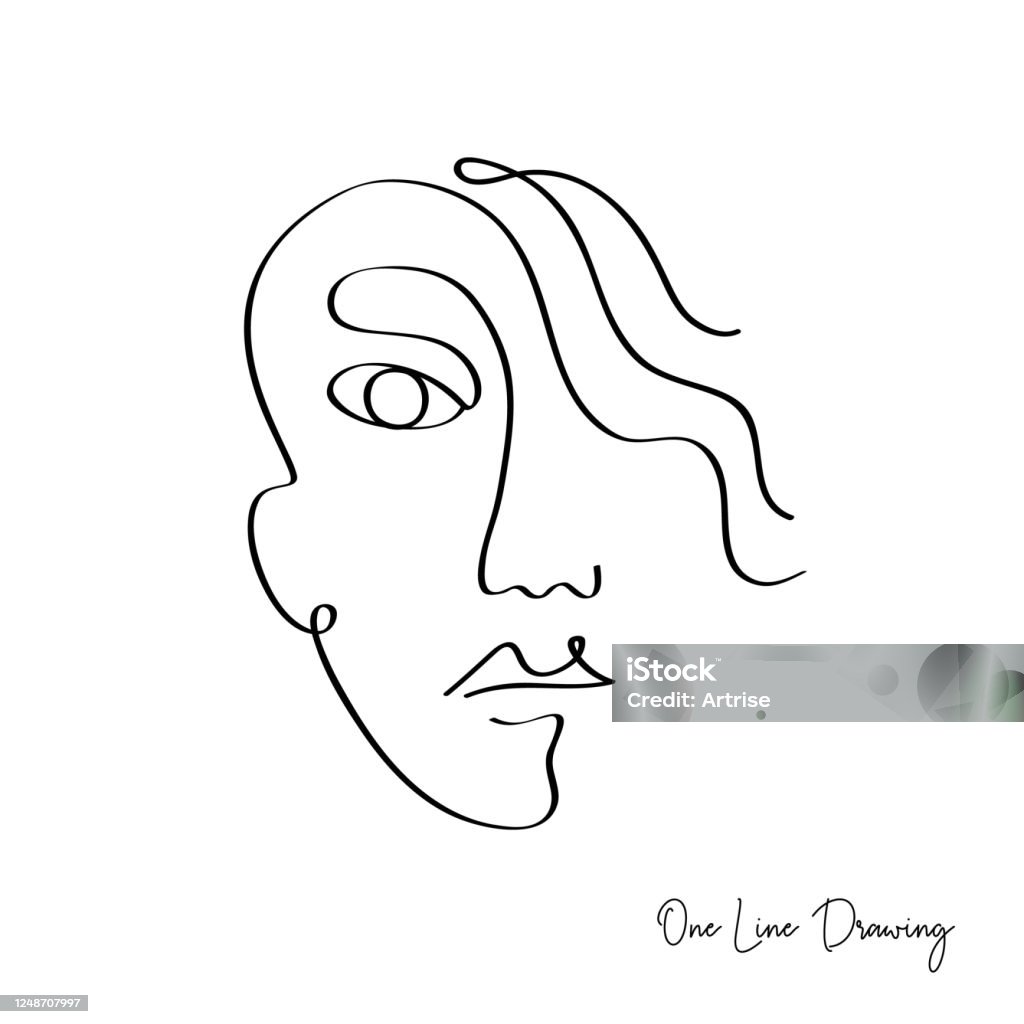 Fashion One Line Drawing Women Faces Stock Illustration Download