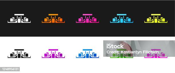 Set Openwheel Singleseater Racing Car Racing Car Icon Isolated On Black