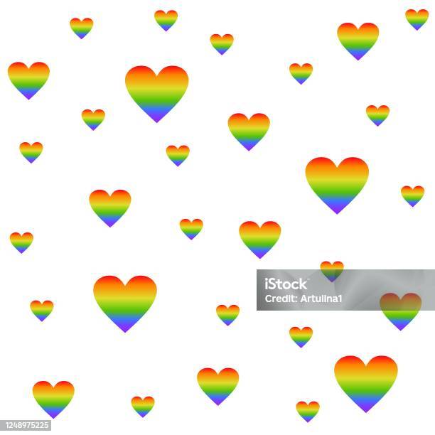 Lgbt Pelangi Bendera Bentuk Hati Pola Mulus Latar Belakang Vektor Untuk