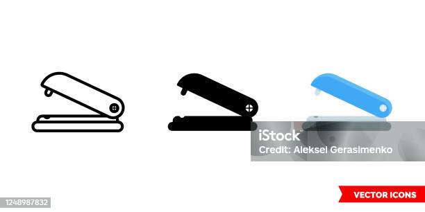 Ikon Stapler Dari 3 Jenis Simbol Tanda Vektor Terisolasi Ilustrasi Stok