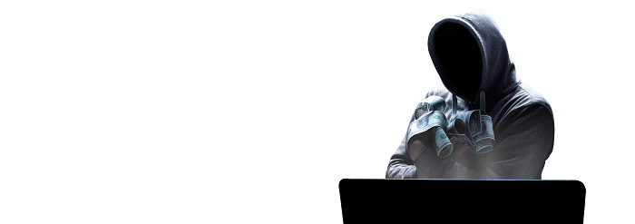 Anonymous Internet Hacker In Front Of Computer Web Crime Concept Stock