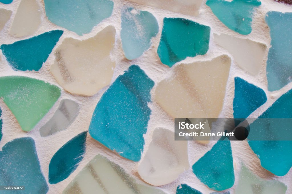 Sea Glass Mosaic Patterns Made From Ocean Glass A Lifestyle Background With Natural Colours