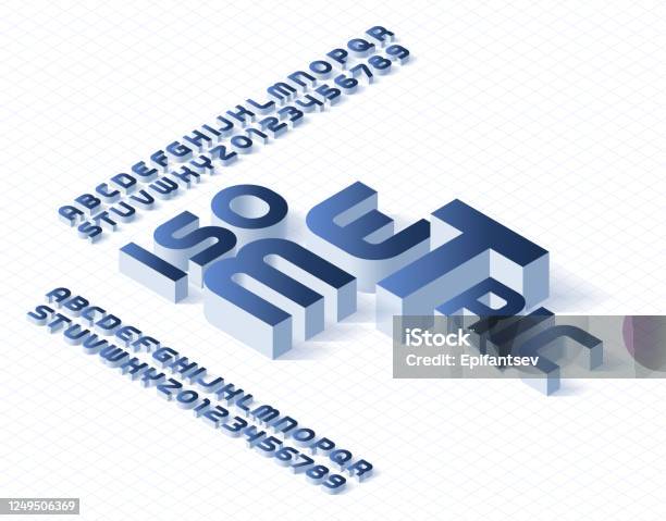 Font Alfabet Isometrik Huruf Efek 3d Angka Dan Simbol Dengan Bayangan