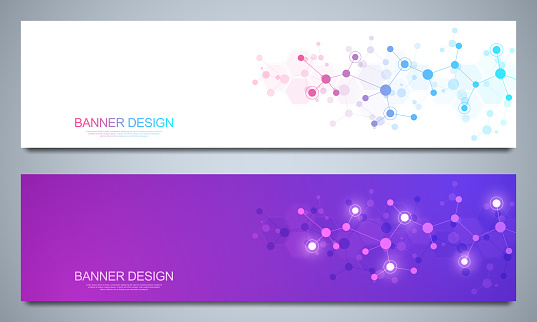 Spanduk Desain Template Dengan Struktur Molekul Dan Jaringan Saraf