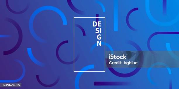 Desain Abstrak Dengan Bentuk Geometris Trendy Blue Gradient Ilustrasi