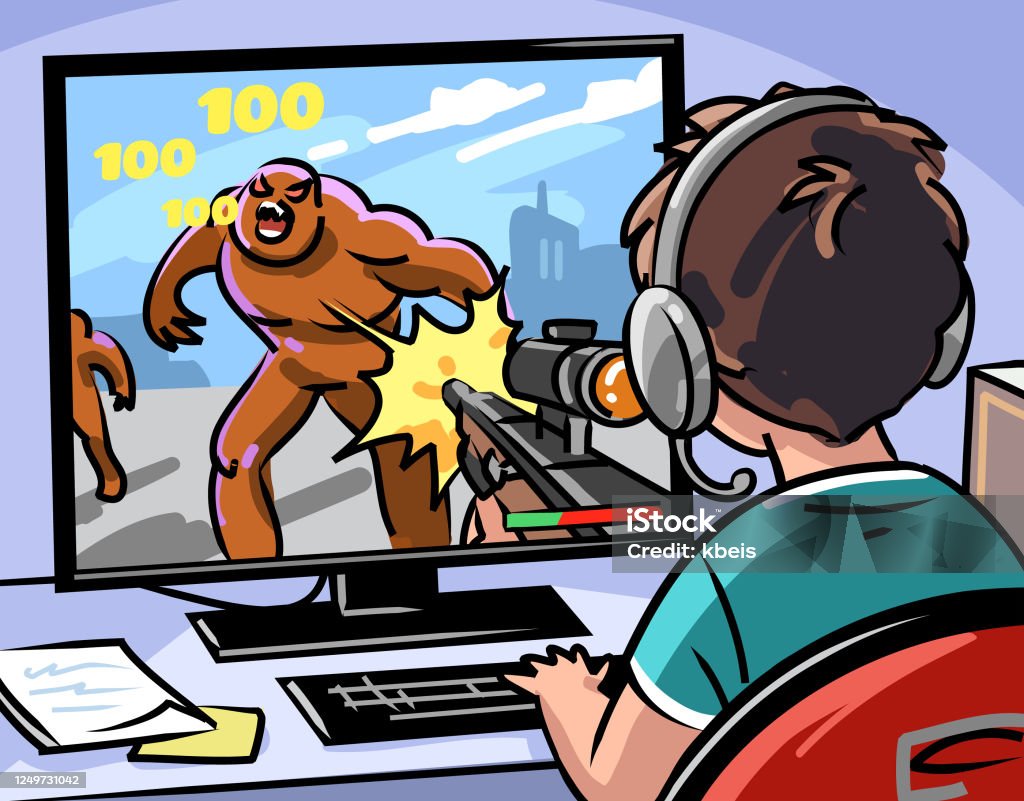 Ilustración de Boy Playing Violent Video Game y más Vectores Libres de ... Ilustración de Boy Playing Violent Video Game y más Vectores Libres de ...