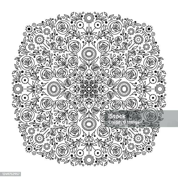 Mandala Abstrak Buku Mewarnai Gambar Tangan Untuk Orang Dewasa