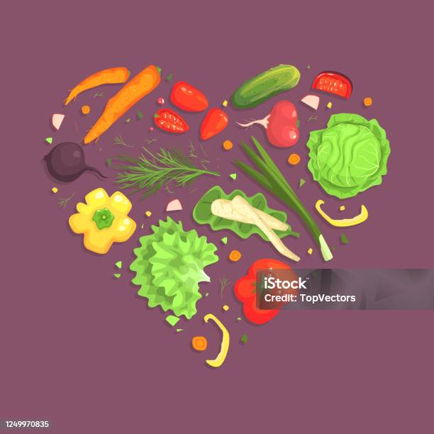 Template Spanduk Makanan Sehat Dengan Sayuran Matang Bentuk Hati Toko