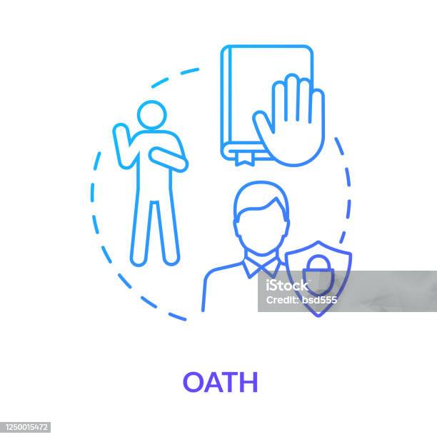 Oath Blue Concept Icon Affirmation In Court Making Pledge On Book