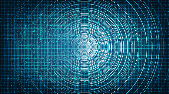 Light Circle Blue Digital Sound Wave Teknologi Dan Konsep Gelombang